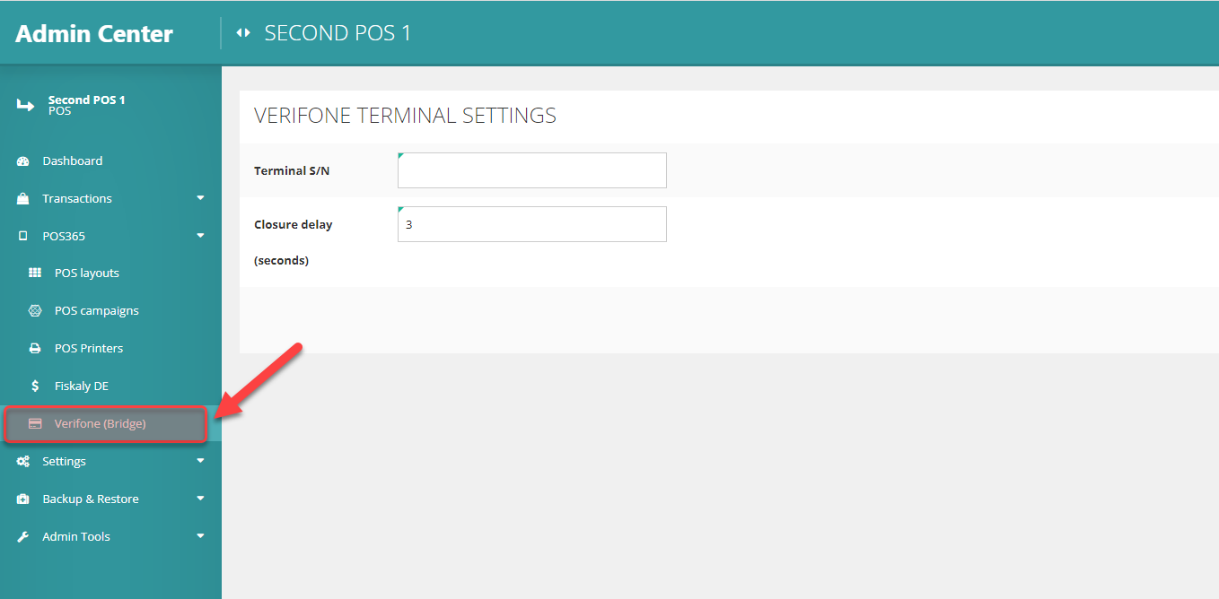 How to - Set up a Verifone terminal (Admin Center) – POS ONE A/S