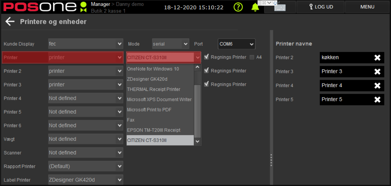 Installation af printer – POS ONE A/S