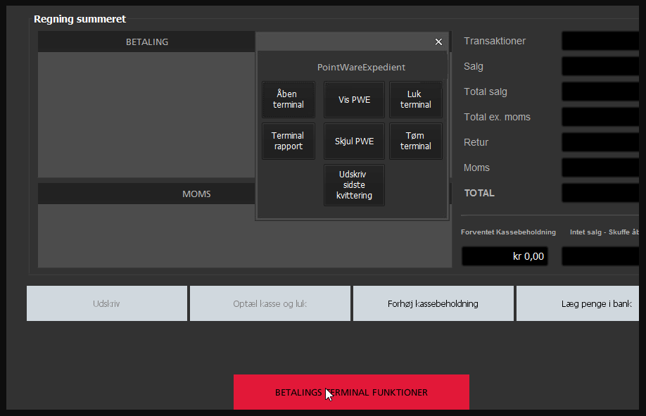 Luk dankort terminal manuelt – POS ONE A/S